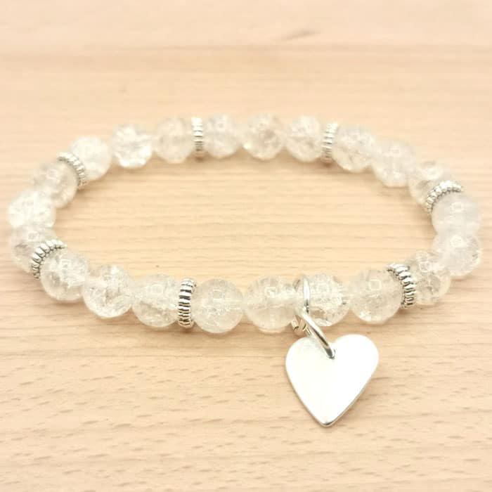 Bracelet Boule Cristal de Roche Crack et Coeur – Nature Minérale
